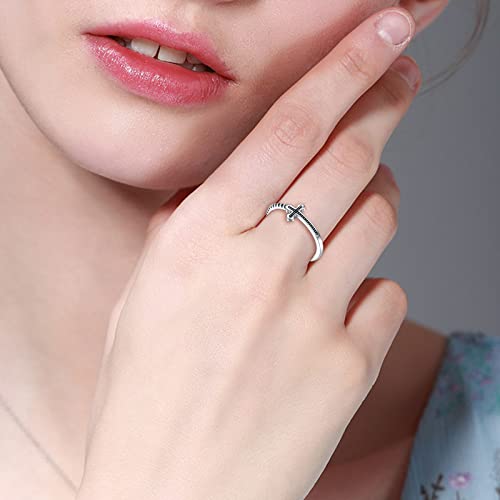 YFN Cross Ring Sterling Silver Adjustable Cross Ring Jewelry Gifts for Women Men