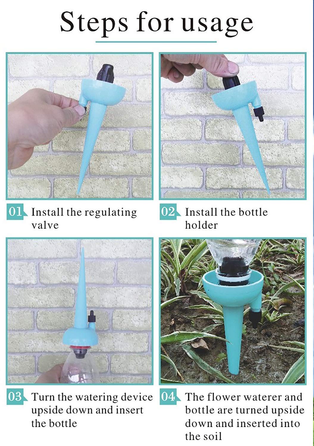 Sanyuan Plant Automatic Watering Device 6 Packs Garden Drip Irrigation Drip Plant Watering Pile Watering Tip Outdoor Indoor Potted Plant can be Adjusted to Slowly Release Drip Watering Device