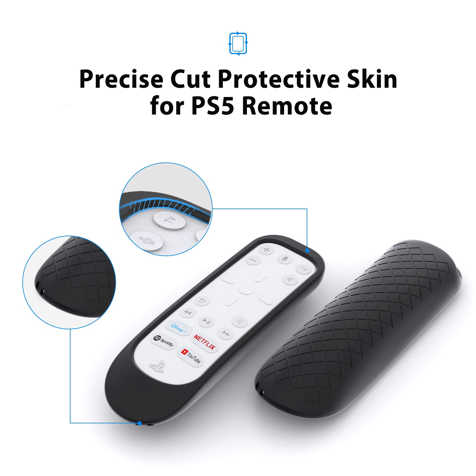 Silicone Cover for PS5 Media Remote,Protective Case Sleeve for PS5 Remote Control,Playstation 5 Media Remote Skin Washable,Shockproof (Black)