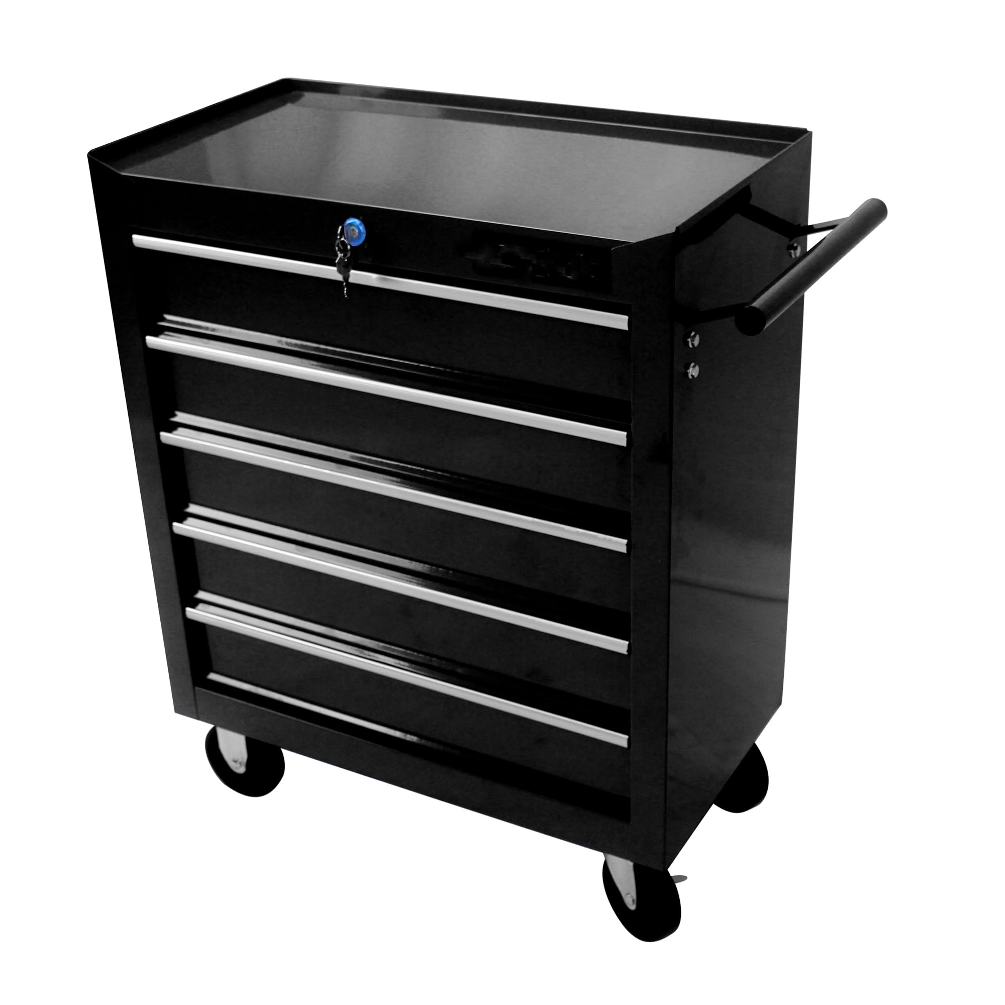 PULLAFUN 5 Drawers Tool Cart on Wheels, Rolling Tool Chest Cabinet with Lock, Multifunctional Tool Box for Workshop Garage Repair Shop Warehouse