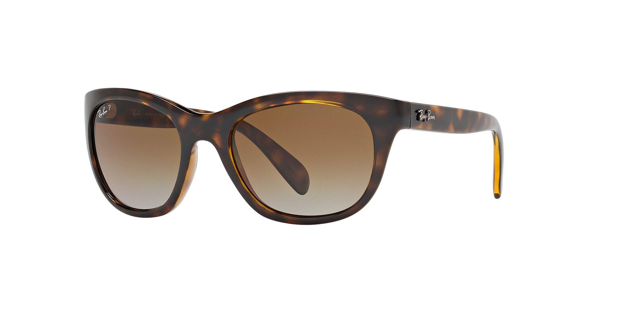 Ray-Ban Women's RB4216 Square Sunglasses, Light Havana/Polarized Brown Gradient, 56 mm