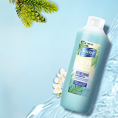 Suave Essentials Moisturizing Shampoo for Dry Hair Ocean Breeze with Sea Algae Extract and Vitamin E 30 oz, Pack of 6