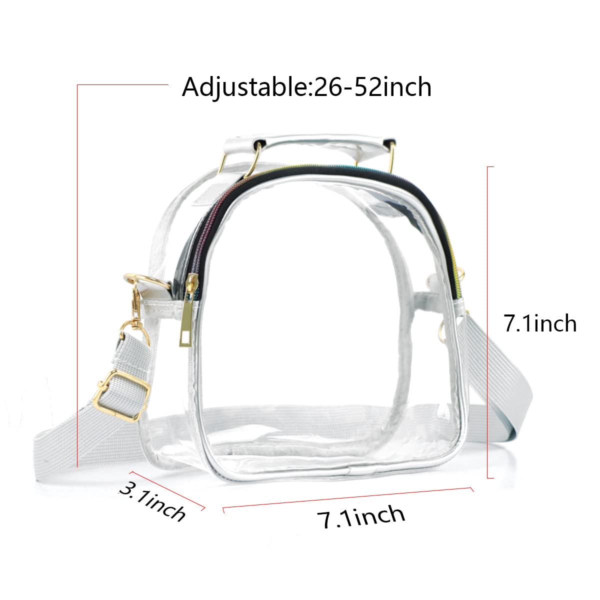 Vistatroy Clear Purse for Women Stadium Approved, Small Clear Clutch Crossbody Bag with Zippers