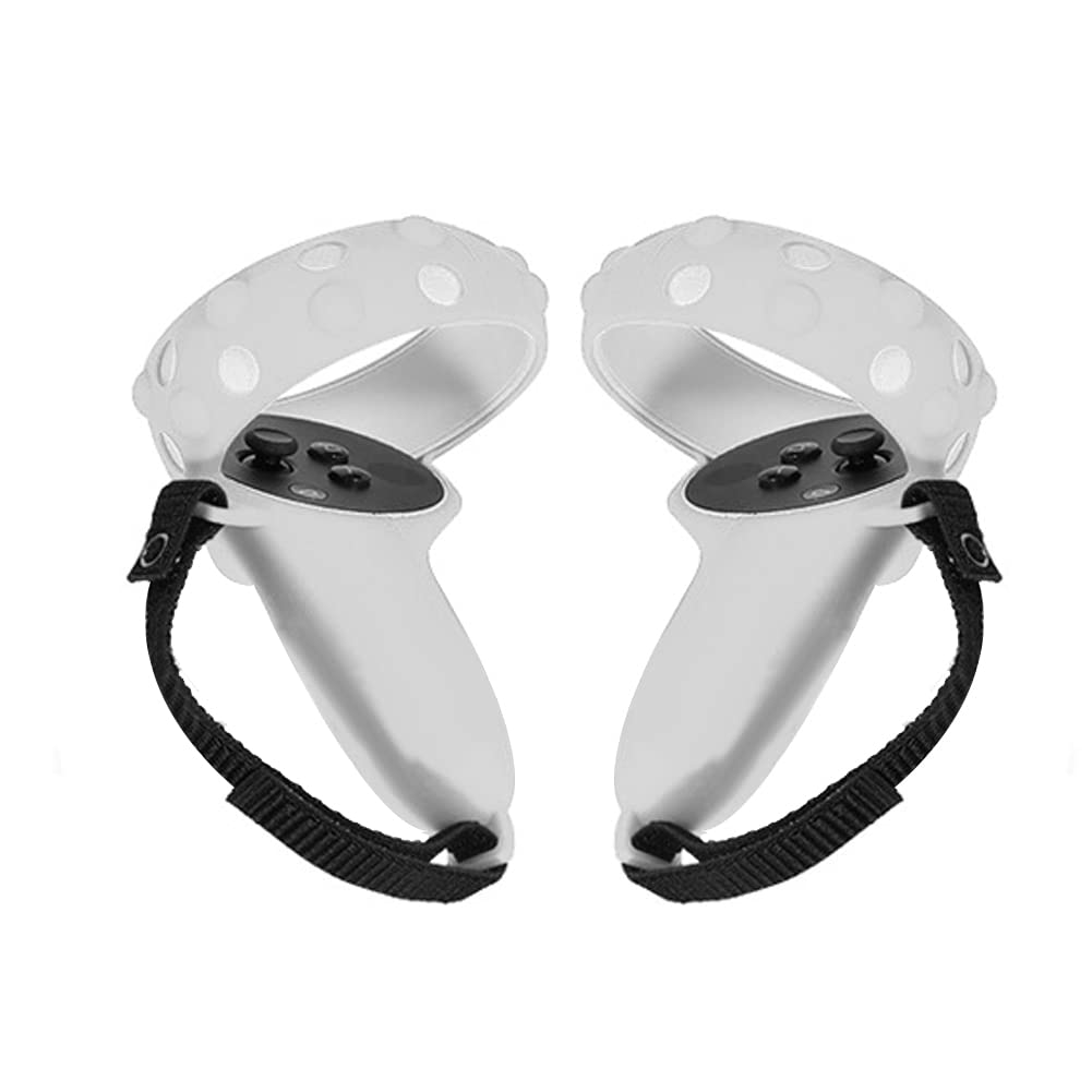 Touch Controller Grip Cover for 2 Anti-Throw Handle Silicone Protective Sleeve with Adjustable Wrist Knuckle Strap(Grey)