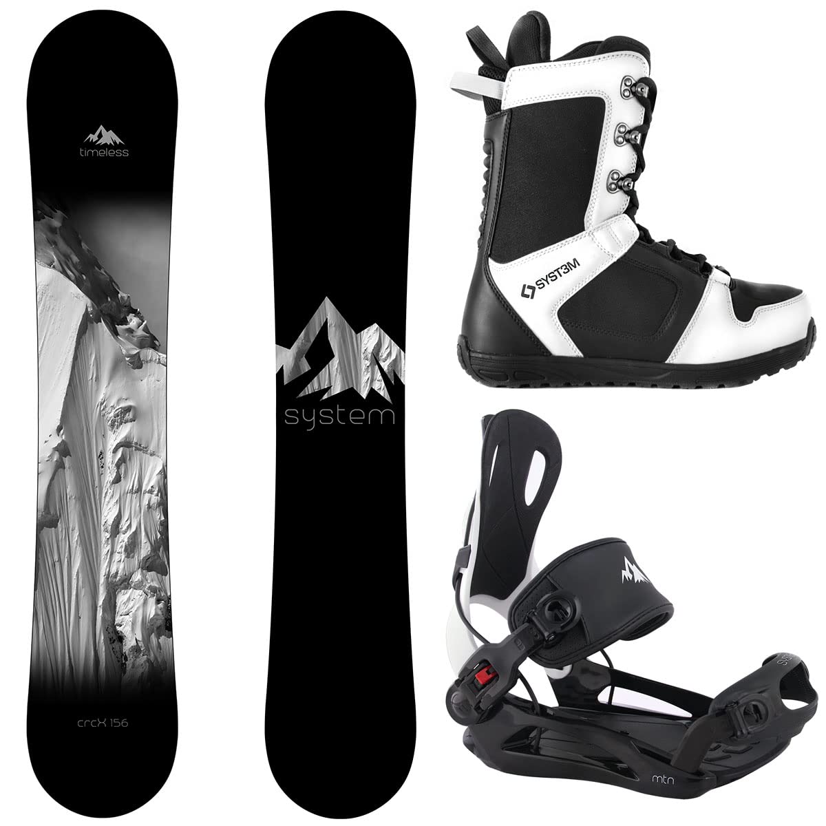 Package-System Timeless Snowboard 163 cm Wide-System MTN Binding XL-System APX Snowboard Boots 13 2019