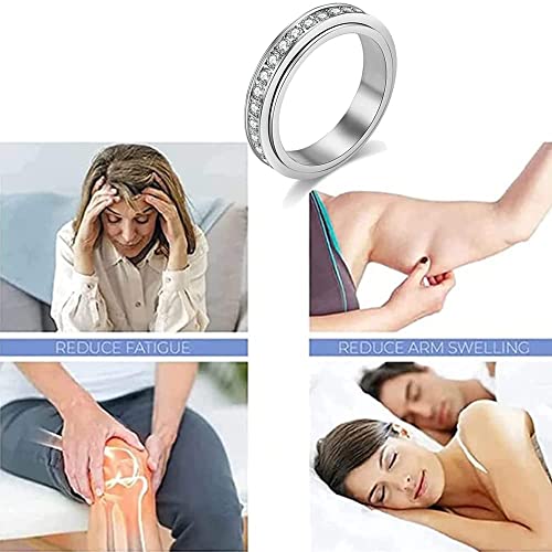 VIKANDA Thermogenic Moissanite Spinner Ring, Single-Row Diamond-Encrusted Rotating Rings Relieve Anxiety Stress for Women (9, Rose Gold)
