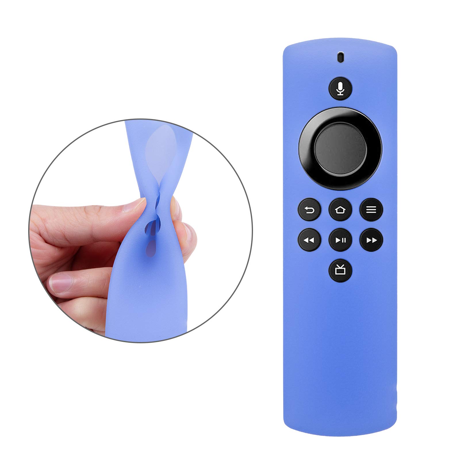 TV Stick Lite Remote Cover Luminous Blue - Rubber Protective Sleeve Case with Wrist Strap (Glow in The Dark)