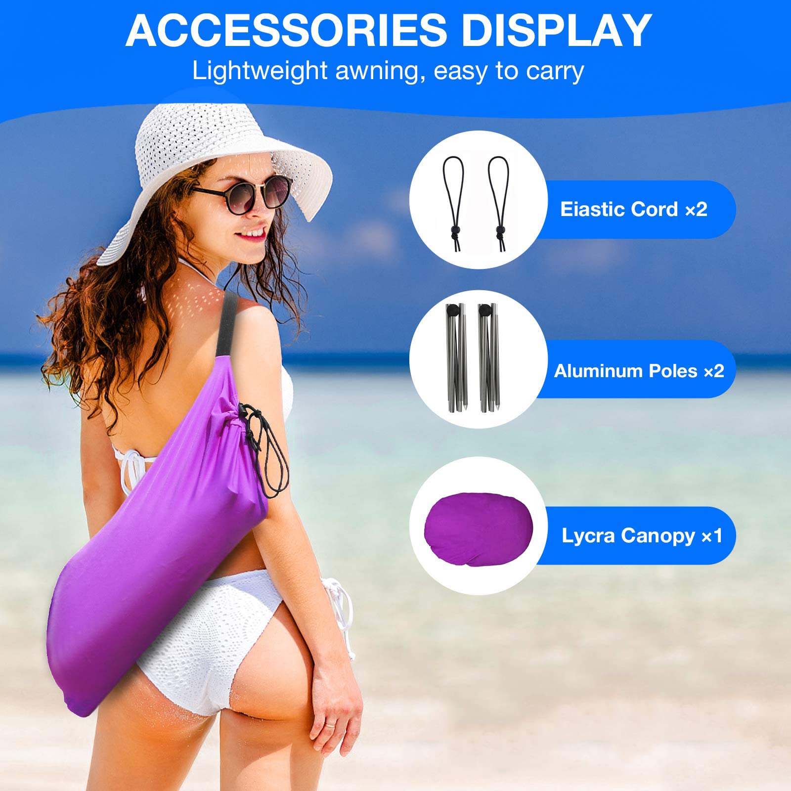 Sparklekle Pop Up Beach Tent Sun Shelter UPF50+ Outdoor Canopy Sunshade for Camping Fishing Backyard or Picnics (Violet, 7x7 ft)