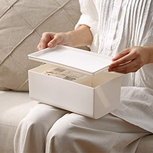 QIAOLI Tissue Dispenser Home Desktop Tissue Box Holder Simple Arc Plastic Rectangular Living Room Dining Room Bedroom Office Paper Storage Box Tissue Box (Color : White, Size : S)