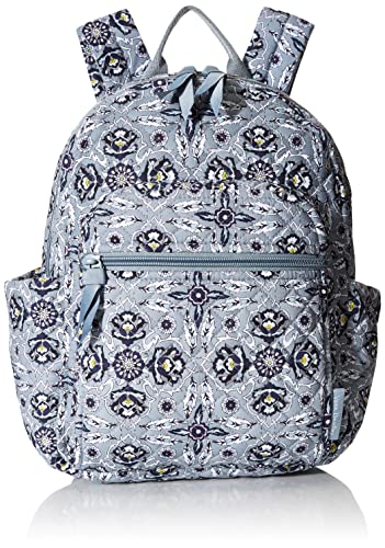 Vera Bradley Women's Cotton Small Backpack, Plaza Tile - Recycled Cotton, One Size
