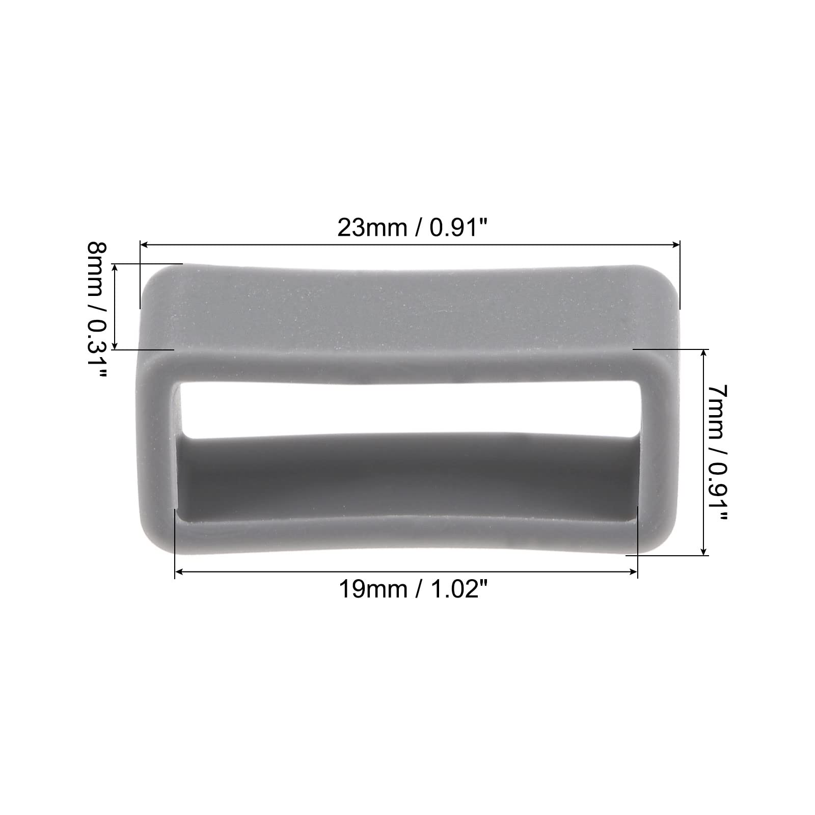 uxcell Watch Band Strap Loops, Rubber Replacement Fastener Rings Silicone Watch Holder Keeper for 19mm Width Watch Band, Deep Gray 4 Pcs