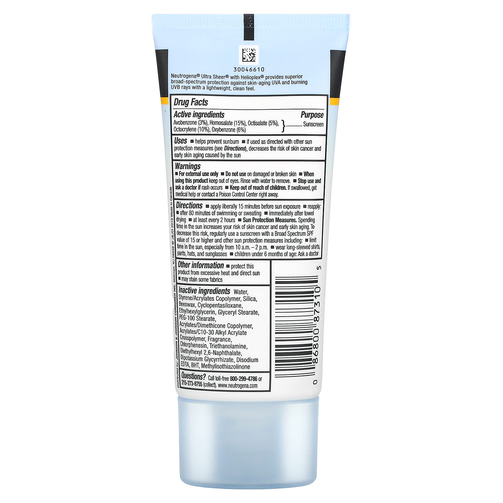 Neutrogena Ultra Sheer Dry-Touch Water Resistant and Non-Greasy Sunscreen Lotion with Broad Spectrum SPF 100+, 3 fl. oz