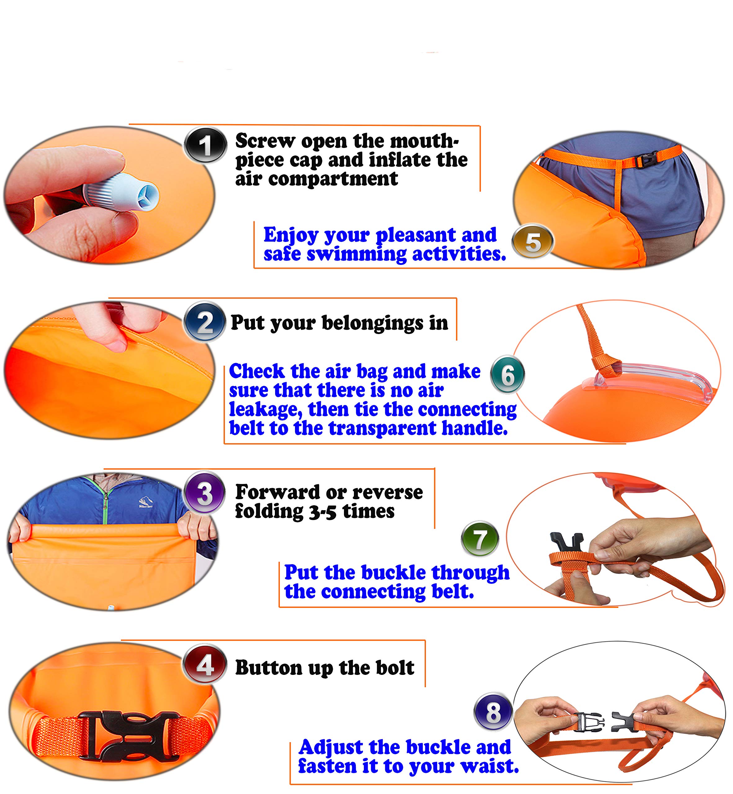 Swim Buoy for Open Water Swimmers Triathletes Kayakers Snorkelers, Swim Float for Open Water Swim Buoy Float for Swim Safety Swim Training