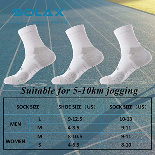 SOLAX Mens Coolmax Cotton Nylon Athletic Sport Ankle Quarter Hiking & Running Socks 3 Pairs
