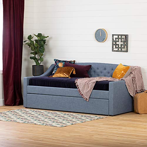 South Shore Fusion Upholstered Daybed with Trundle, Twin, Blue