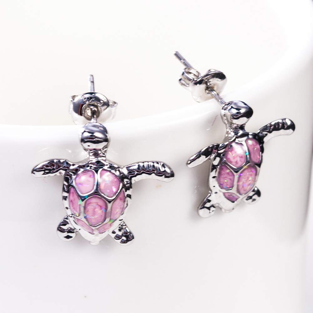 Shuning 5 Pairs Turtle Earrings Blue Opal Turtle Jewelry Cute Turtle Stud Earrings for Women Hypoallergenic