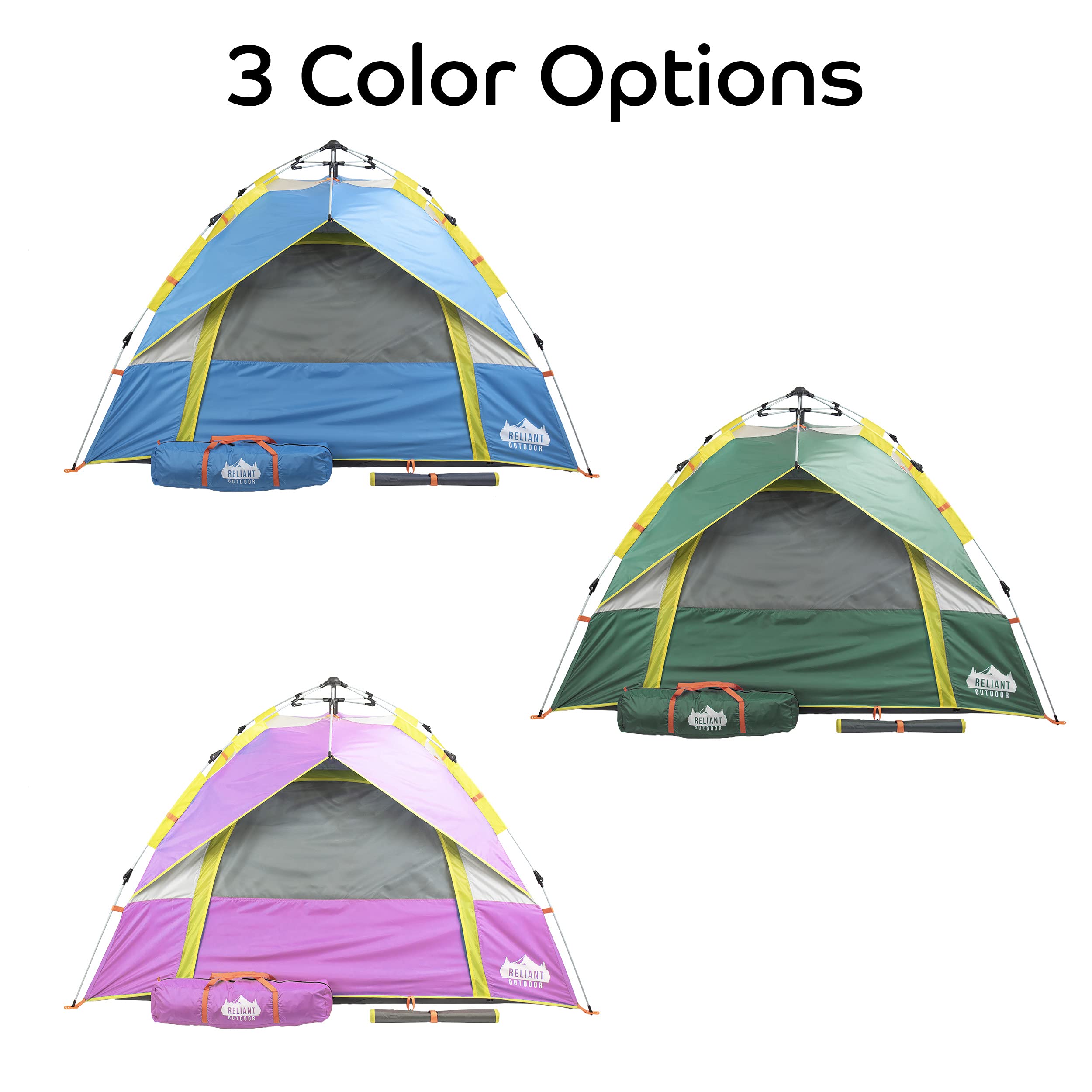 Reliant Outdoor 3-Person Family Tent for Camping and Hiking with Instant 60 Second Easy Setup, Waterproof and Windproof, Pink