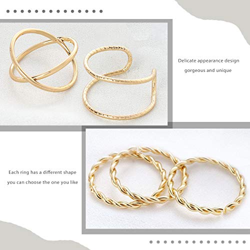 TWINKLEDE Hollow Stackable Rings 9pcs Gold Finger Rings Knuckle Rings Simple Joint Ring for Women