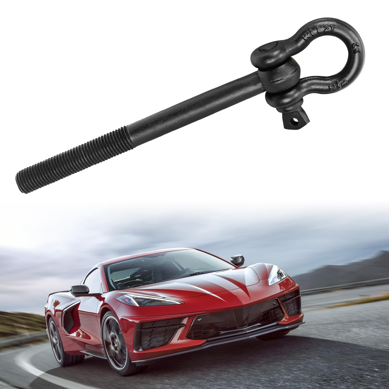 Sulokiy Tow Hook Front Rear Bumper Mid Engine Towing Hooks Trailer Hitch Compatible with for 2014-2024 Chevy Corvette C7 C8 GS Z06 ZR1 P/N Replacement for 15234068,Black