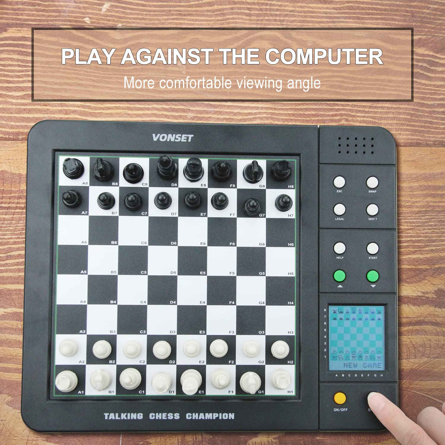 Vonset Electronic Chess Board M620 Magnetic Chess Set Chess Computer Intelligent Chessboard Electronic Chess Sets for Adults & Kids Travel Chess Game for Beginners Gift