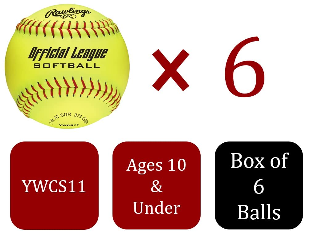Rawlings | Official League Recreational Softballs | YWCS11 | 11" | 6 Count