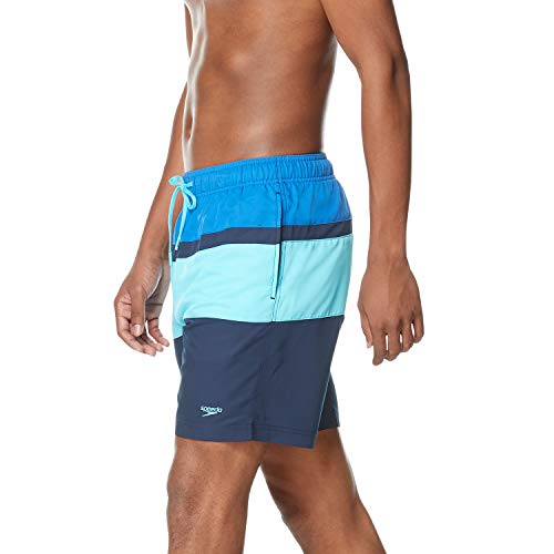 Speedo Men's Standard Swim Trunk Mid Length Redondo Stripe, Peacoat Block, XX-Large