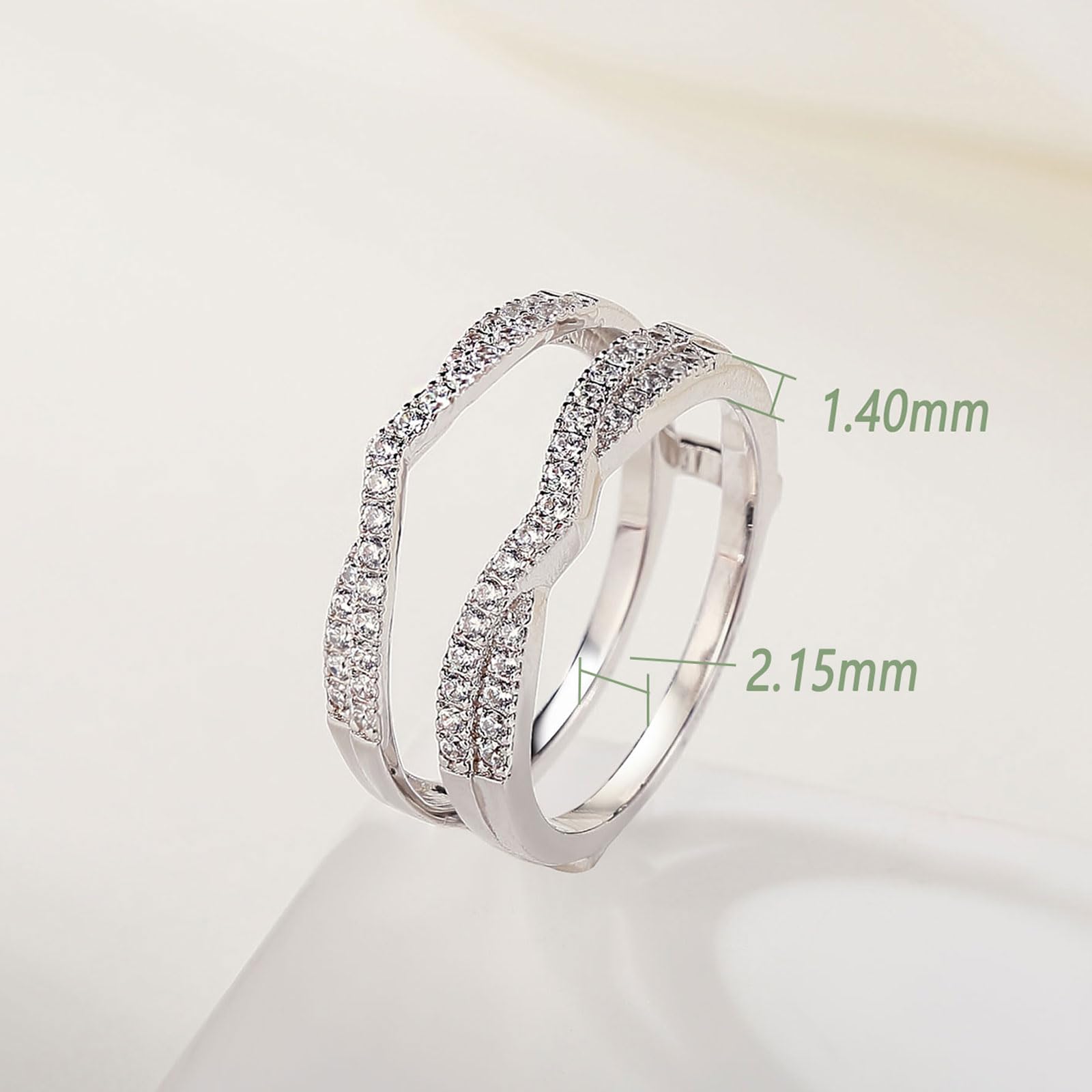 Wuziwen 925 Sterling Silver Cubic Zirconia Ring Guard Enhancer for Womens Wedding Bands Size 7.5