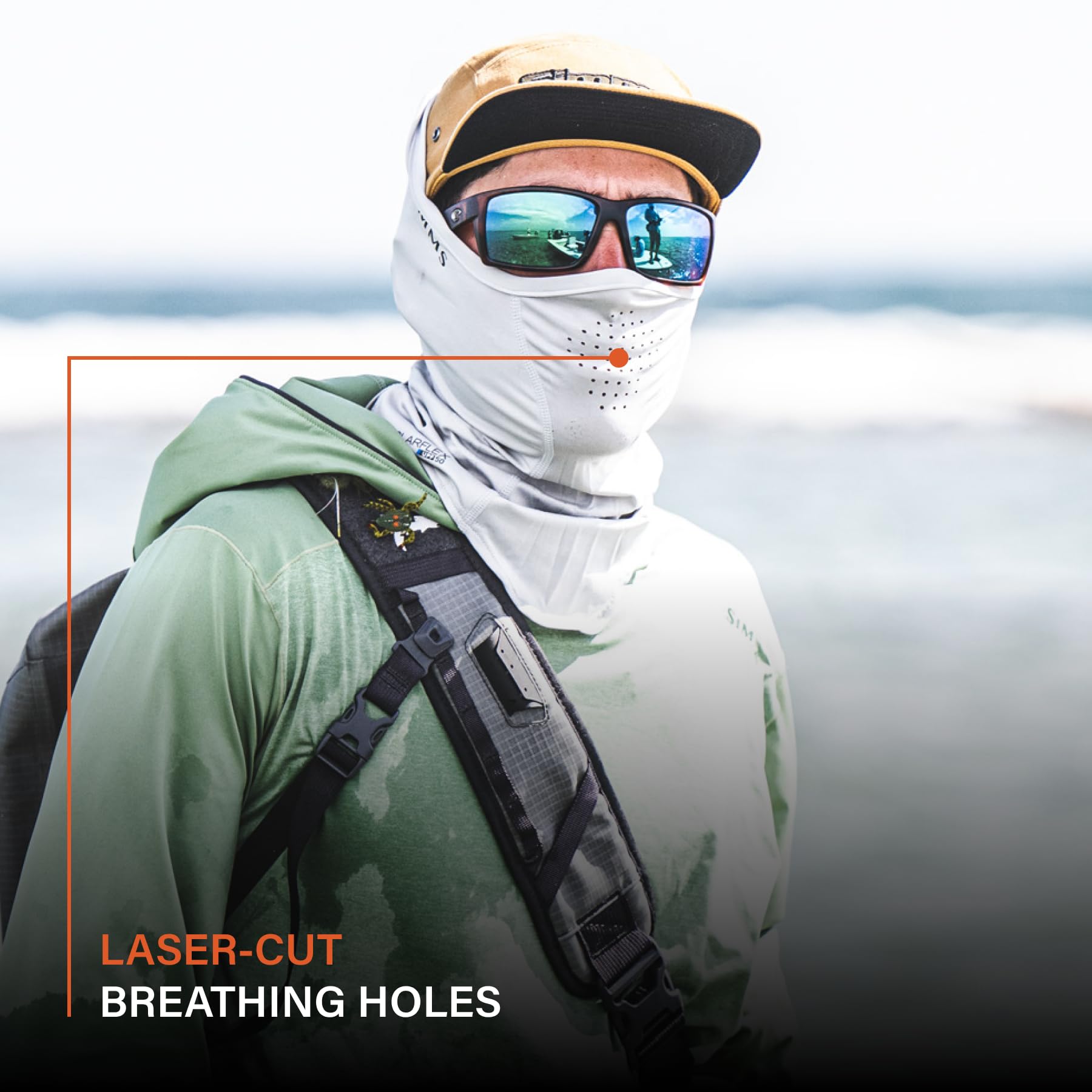 Simms UPF 50+ SunGaiter - Advanced Protection Neck Gaiter with Breathing Holes, Lightweight & Quick-Drying, Ideal for Anglers & Outdoor Enthusiasts (Meridian, One Size)