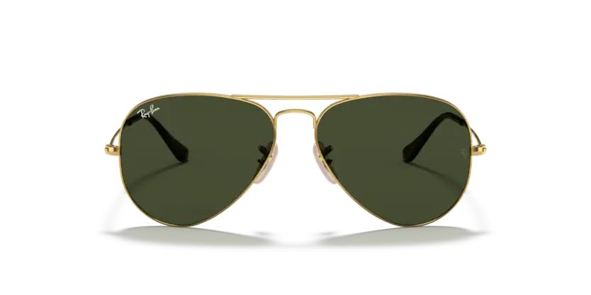 Ray-Ban RB3025 Aviator Large Metal Non-Polarized Sunglasses For Men For Women Gold/Green + BUNDLE with Designer iWear Eyewear Kit