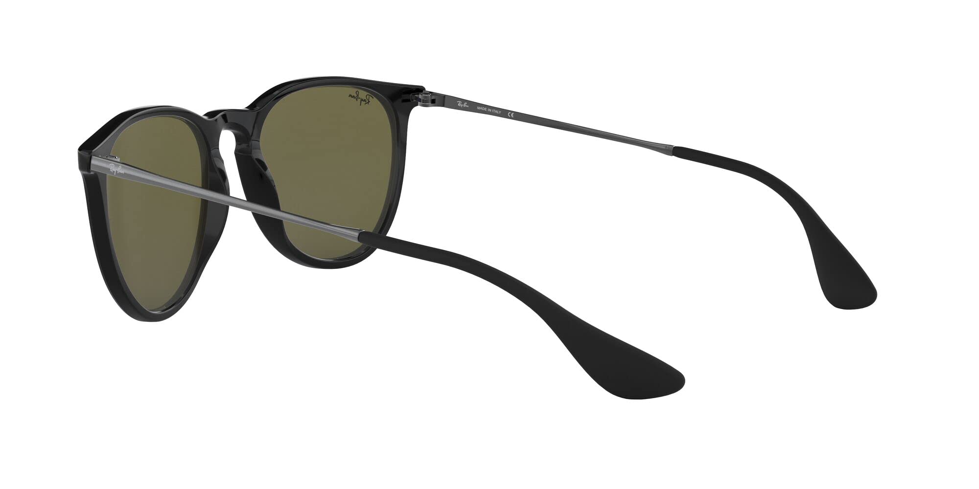 Ray-Ban RB4171 Erika Round Sunglasses, Black/Light Brown Mirrored Gold, 54 mm