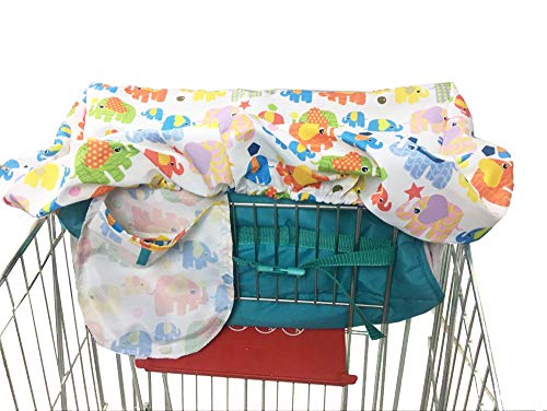Portable Shopping Cart Cover | High Chair and Grocery Cart Covers for Babies, Kids, Infants & Toddlers ✮ Includes Free Carry Bag ✮ (Simple Elephant)