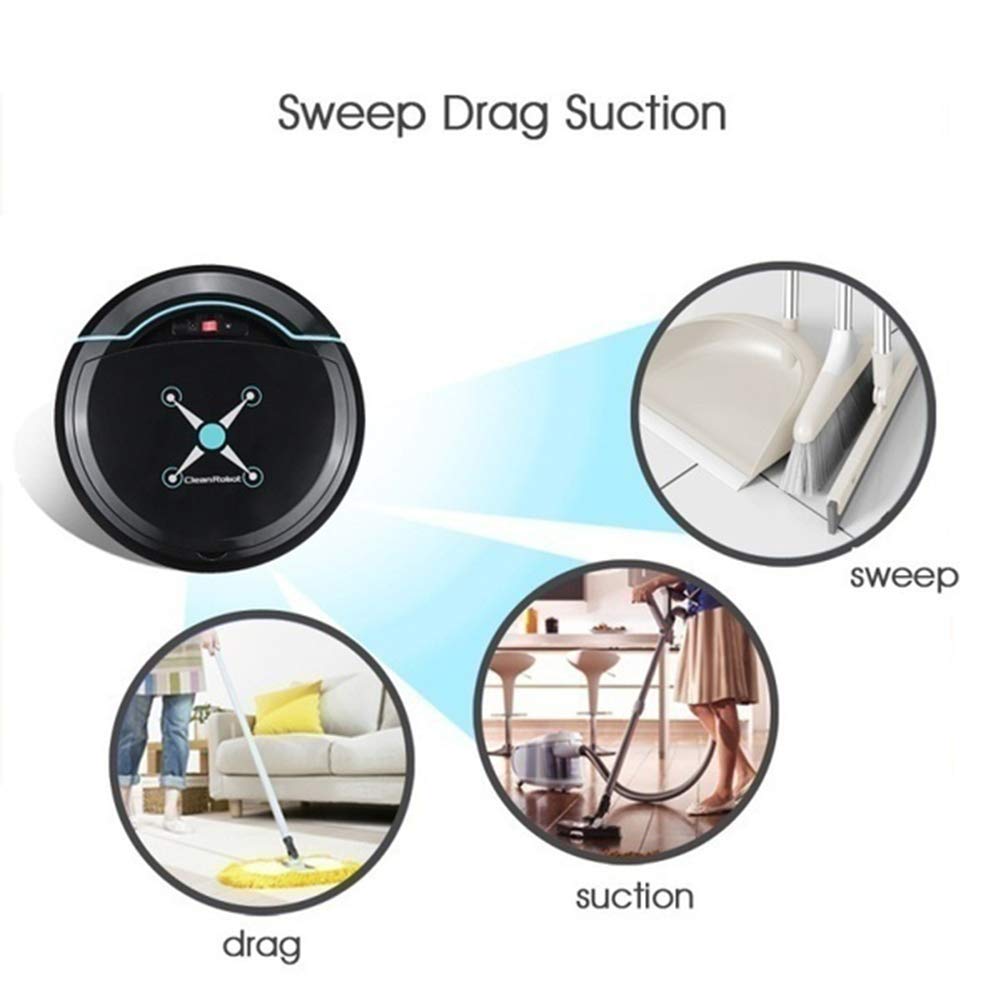Shentesel Automatic Smart Robot Vacuum Cleaner Home Rechargeable Suction Dust Sweeper - Black