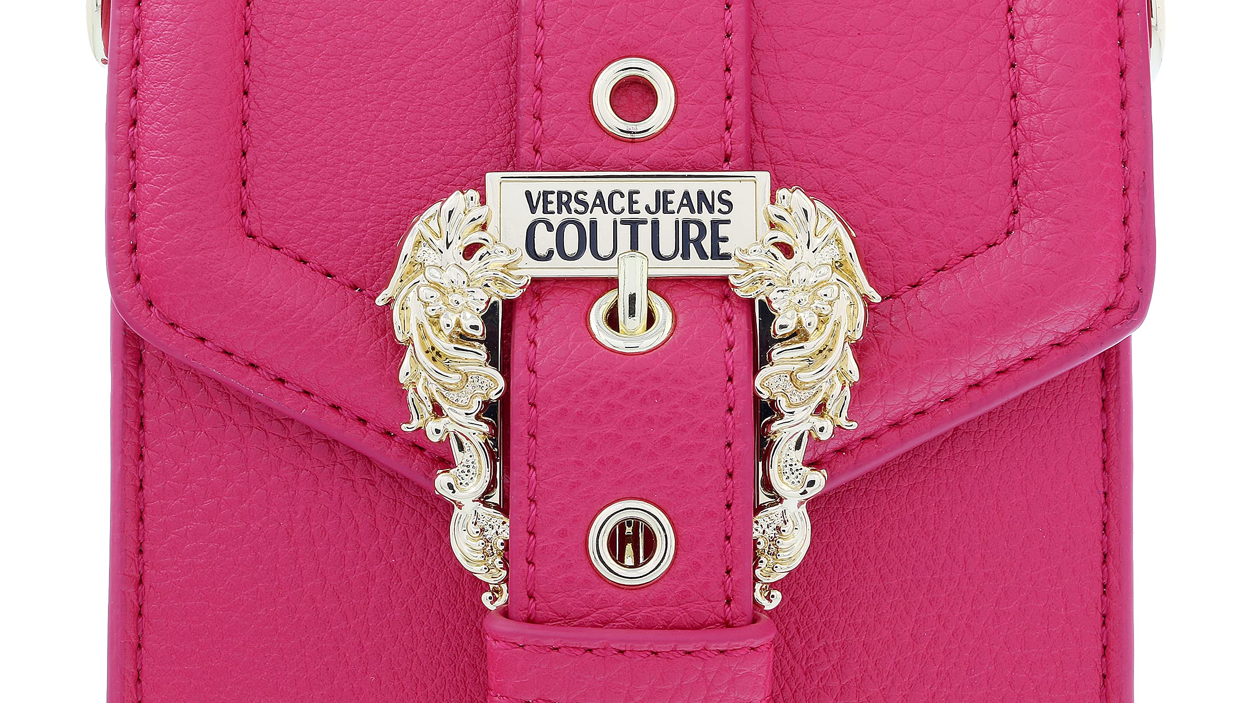 Versace Jeans Couture Coral Oversized Baroque Buckle Mini Shopping Tote Phone Holder for womens