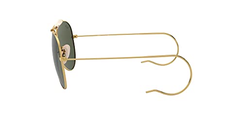 Ray-Ban RB3030 Outdoorsman I Aviator Sunglasses, Shiny Gold/G-15 Green, 58 mm