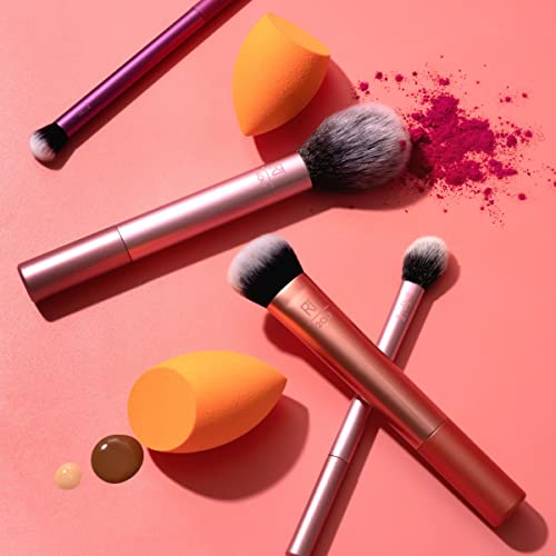 Real Techniques Makeup Brush Set with 2 Makeup Sponge Blenders, For Eyeshadow, Foundation, Blush, and Concealer, UltraPlush Synthetic Bristles, 6 Piece Makeup Brush Set (Pack of 2)