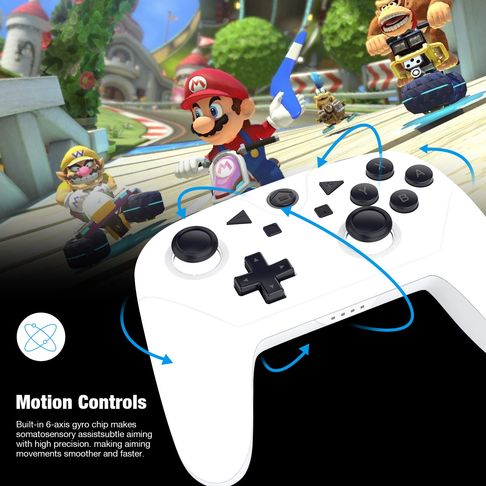 Switch Pro Controller for Switch/Switch Lite, YAEYE Wireless Motion Remote Pro Controller Gamepad Joystick with NFC/Wakeup/Turbo/Dual Vibration and Motion Control Function