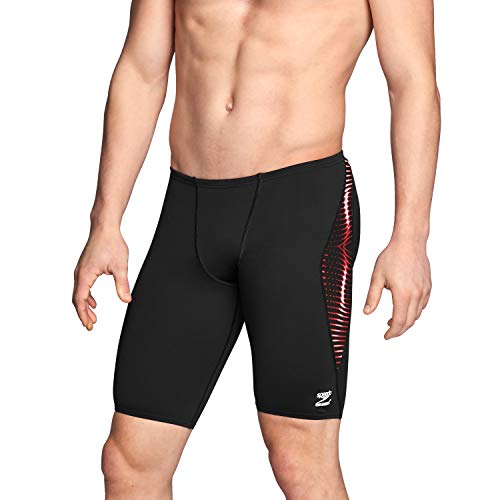 Speedo Men's Standard Swimsuit Jammer Endurance+ Printed Team Colors, Solar Red, 34