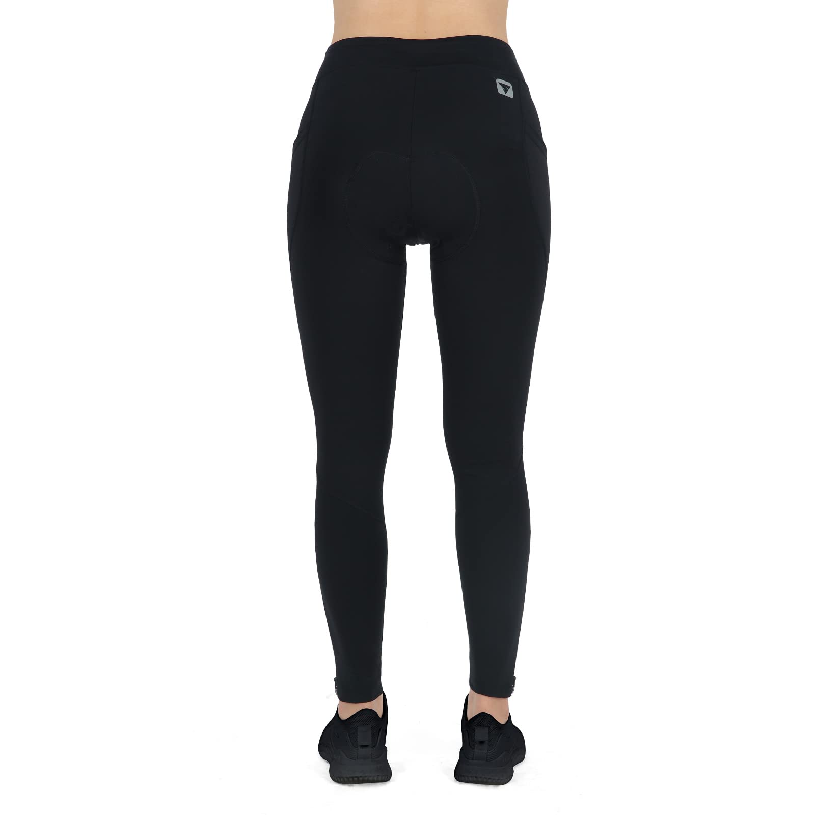 Women's Thermal Fleece Cycling Pants Padded Cold Weather Compression Bike Tights Winter Long Bicycle Pants with Pockets(BlackL,L)