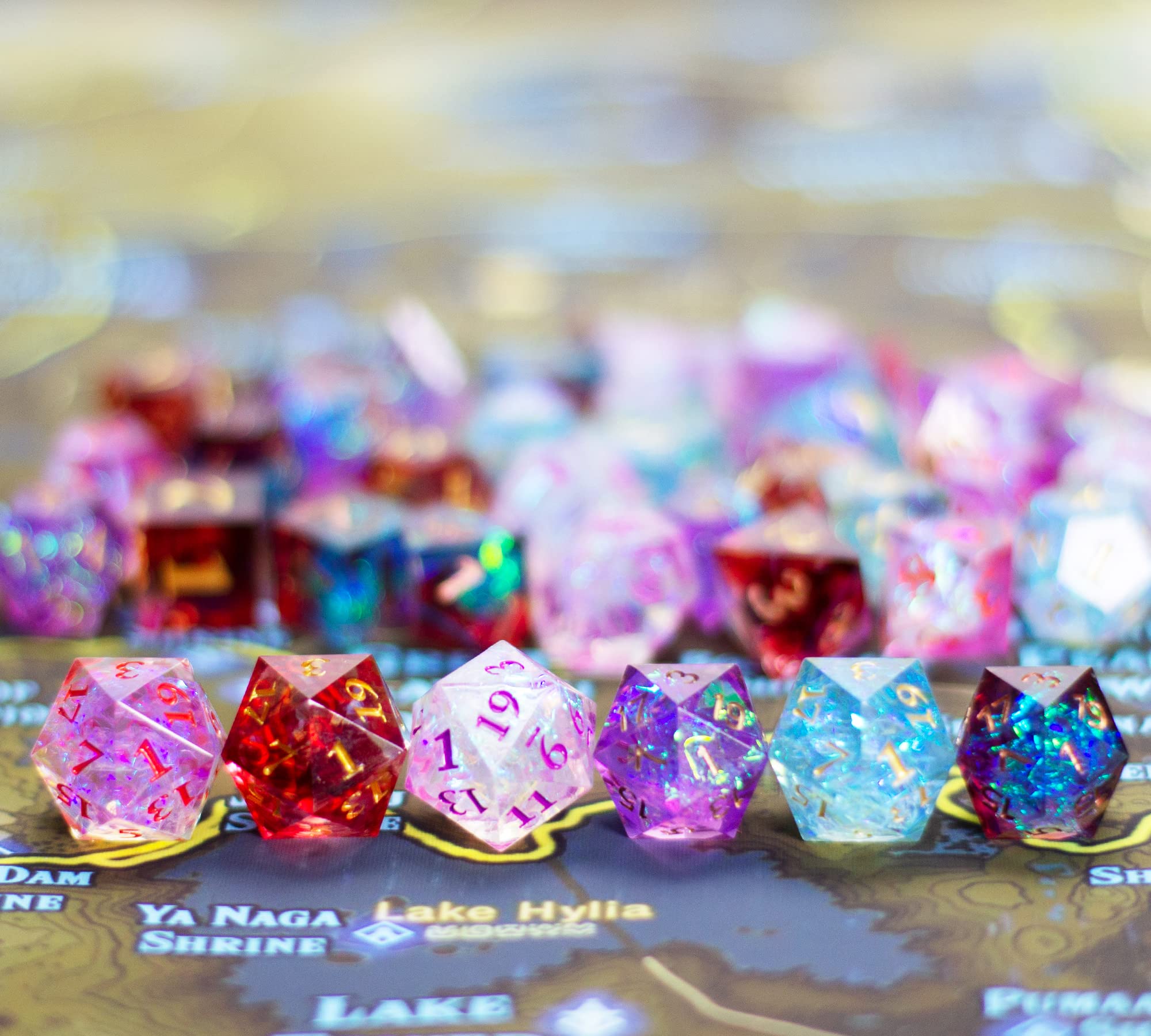 Vovotuzzi Role Playing DND Dice Dungeons and Dragons Handcrafted Dice Set with Metal Box, Great Gift Option for Role Play Game Players(Blue Purple)