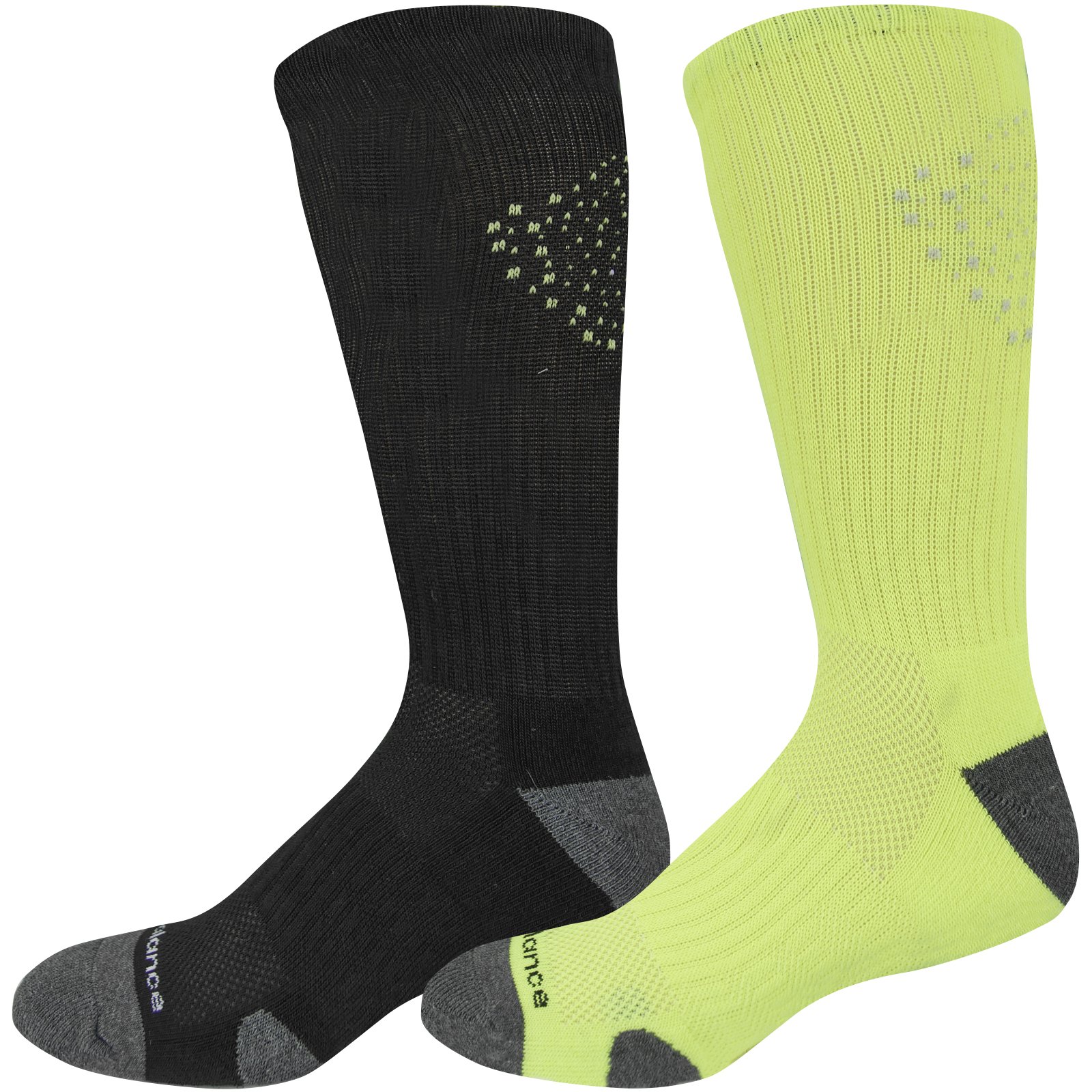 New Balance Men's 2 Pack Core Performance Crew Socks Yellow/Black Large