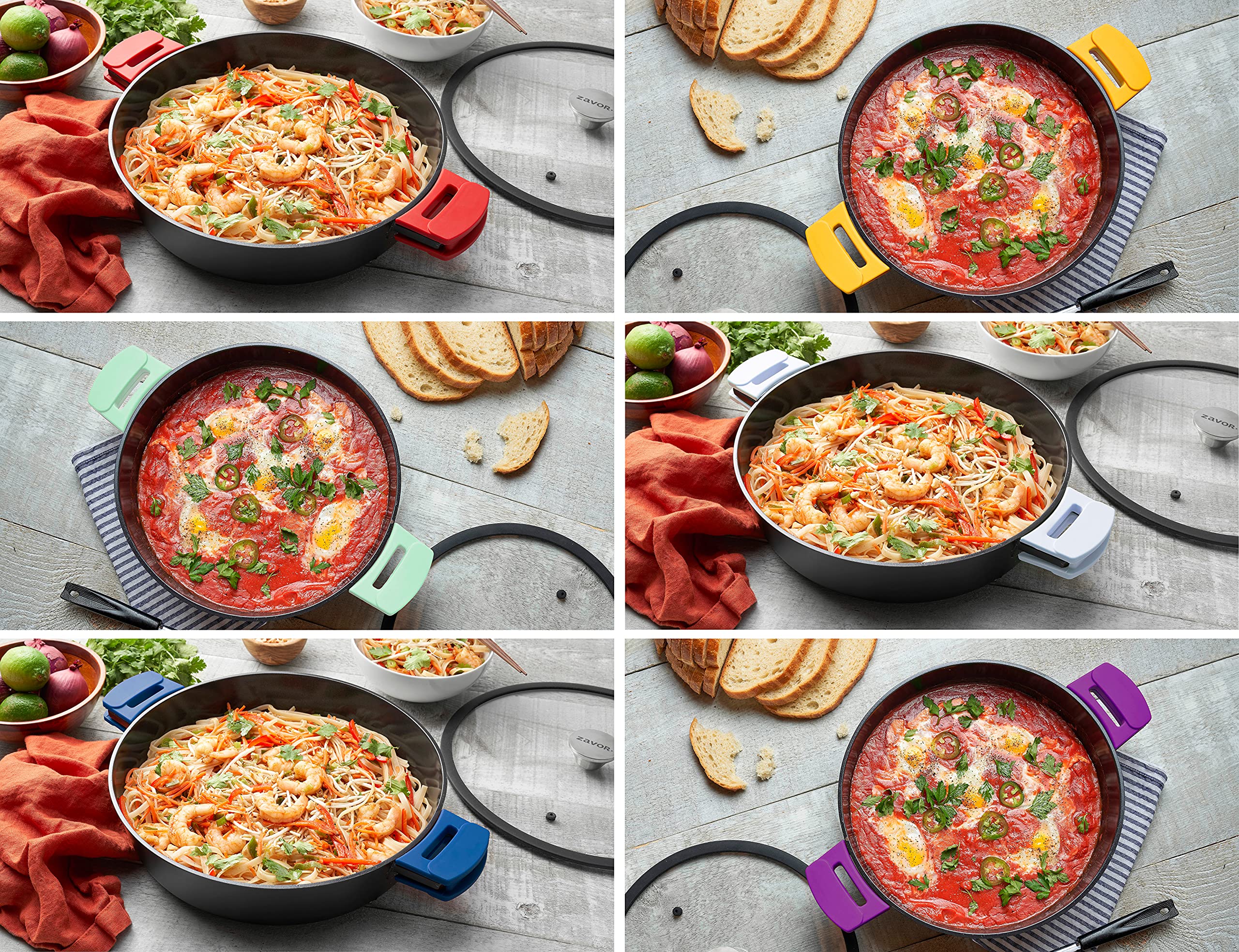 ZAVOR Noir 6 Qt Sauté Pan - Premium Cast Aluminum with Titanium-based Nonstick Ceramic Coating & Removable Handles - Ultra Lightweight - Oven & Induction Ready | Noir Collection (ZCWNR37)