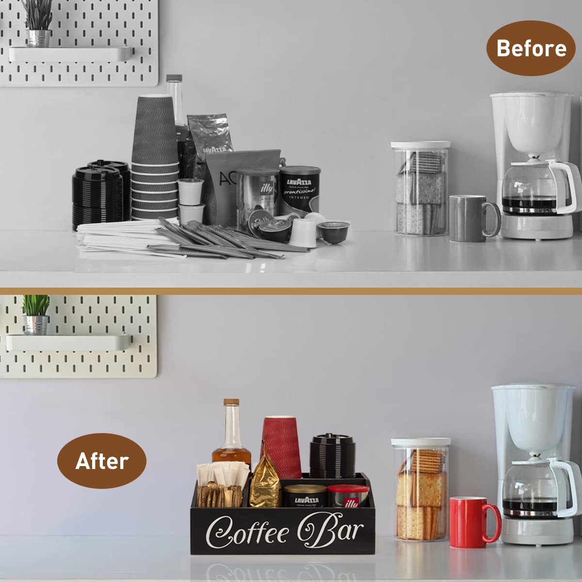 SHINGYU Coffee Station Organizer Coffee Bar Organizer for Countertop Large Capacity K Cup Holder Coffee Pod Holder Farmhouse Coffee Bar Accessories