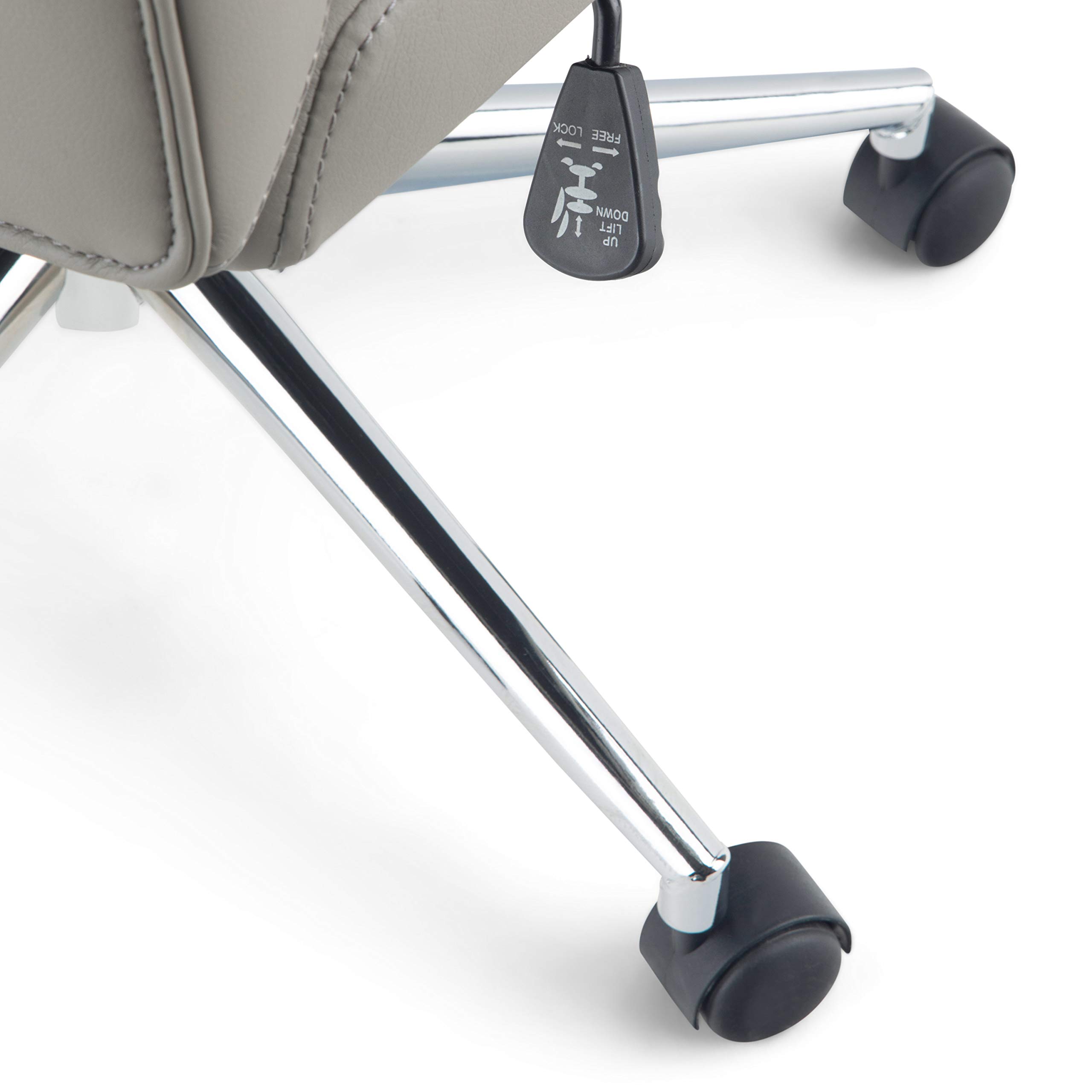 SIMPLIHOME Swanson Swivel Adjustable Executive Computer Office Chair in Grey Taupe Faux Leather, for the Office and Study, Contemporary
