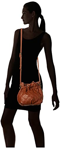 The Drop Women's Josie Drawstring Bucket Bag, Cognac, One Size