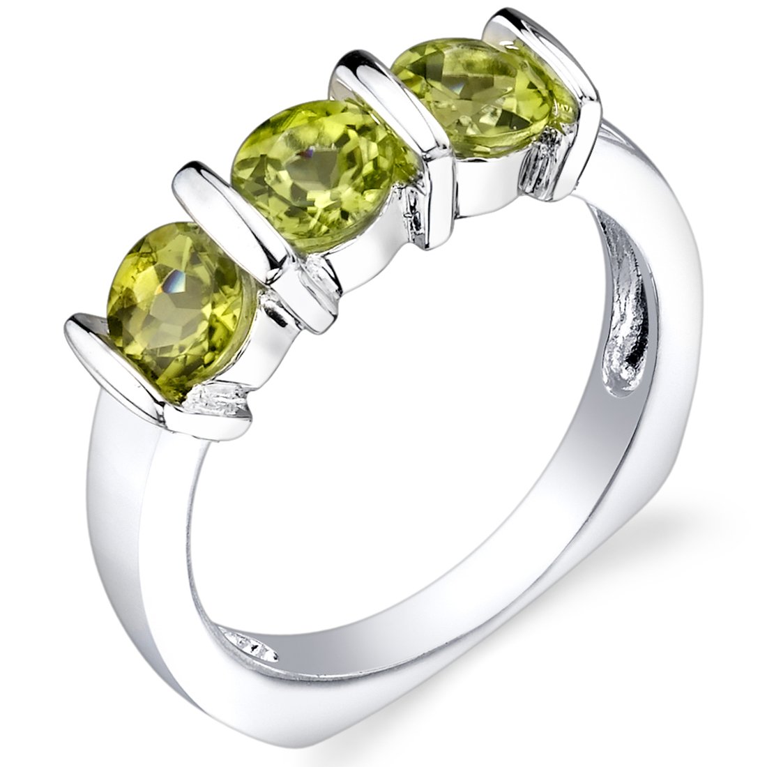 Peora 1.75 carats Round Cut Peridot Ring in Sterling Silver size 6