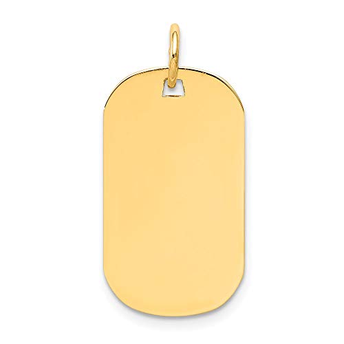 Solid 14k Yellow Gold Plain .009 Gauge Engravable Dog Tag Disc Charm Pendant