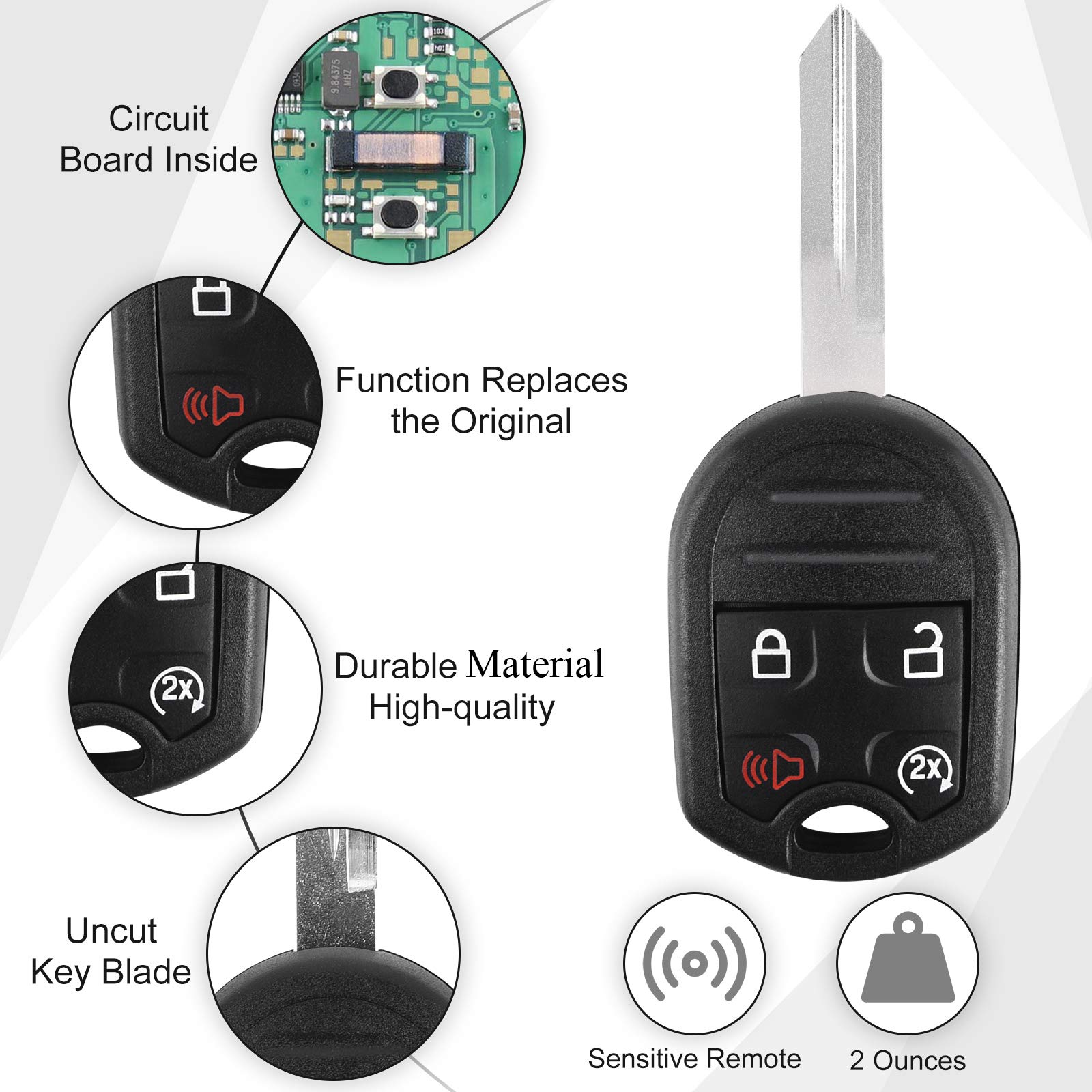 Smart Remote Fit for 2015-2017 Ford F-150 with Power Tailgate Compatable with 2013-2016 Fusion, 2016-2017 Edge Explorer (M3NA2C31243300) Engine Start Car Key Fob Keyless Entry System