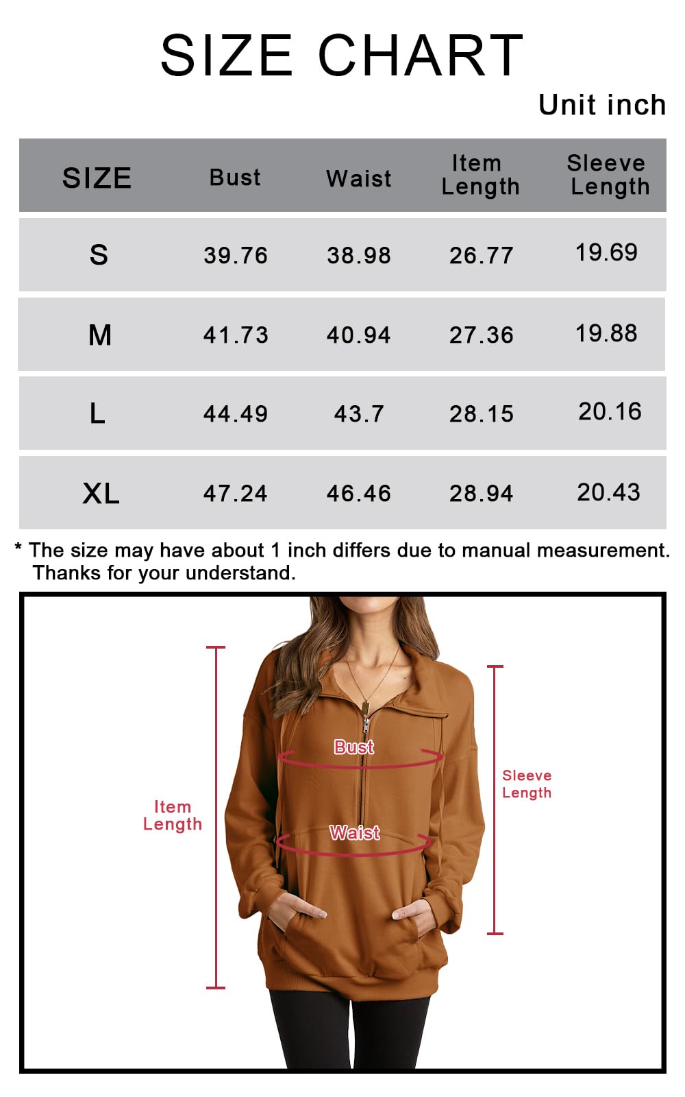 PRETTYGARDEN Women’s Casual Long Sleeve Lapel Zipper Sweatshirt Drawstring Loose Pullover Tops Wine Red