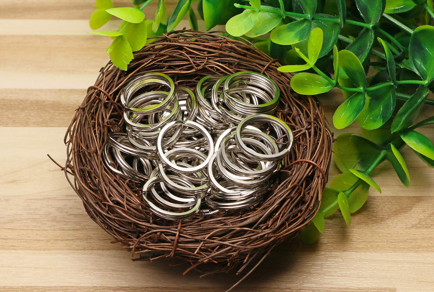 Shapenty 0.75Inch Small Split Flat Metal Key Ring Clip Holder, Silver, 50PCS