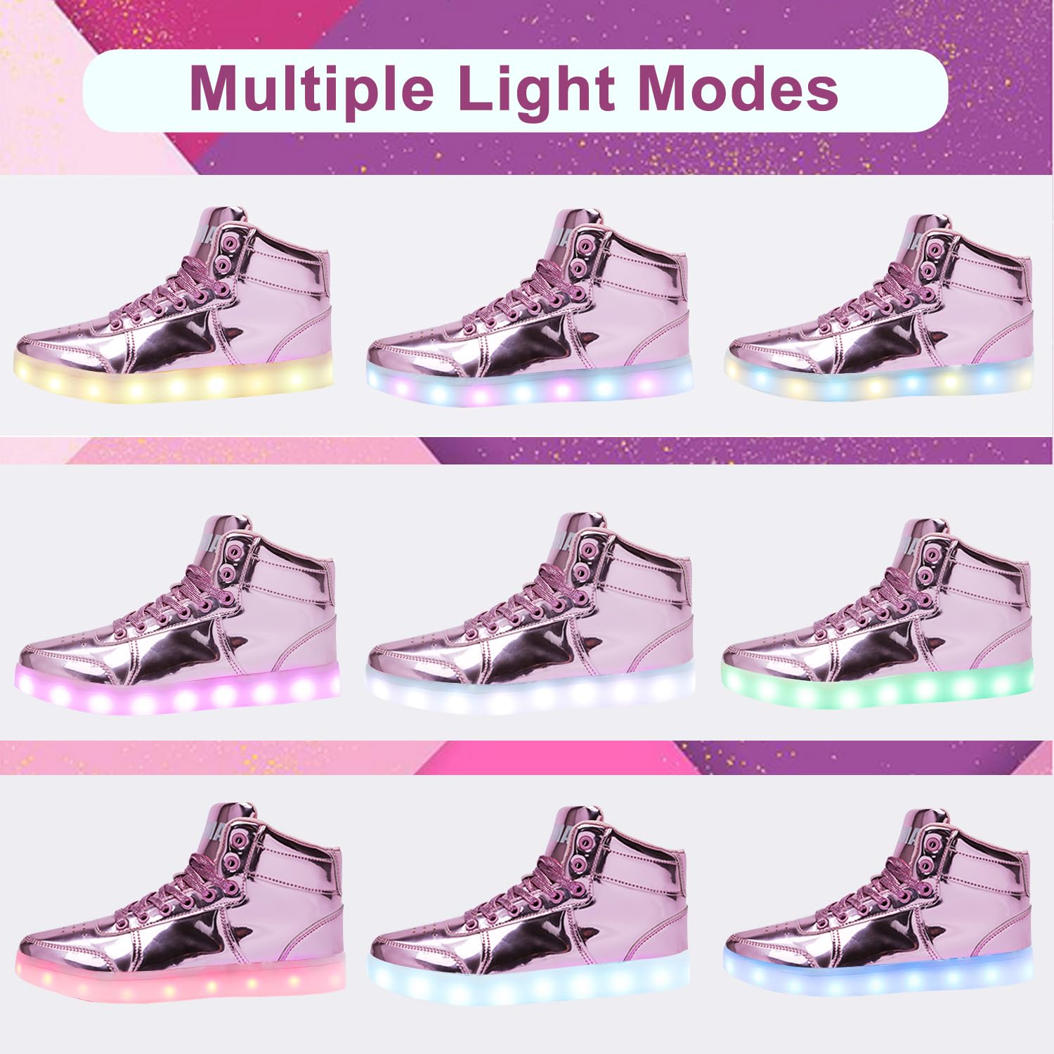 Odema V3 Aurora Unisex High Top Light Up Shoes, Sneakers with Lights for Men,Women, Led Light Shoes,USB Charging Glowing shoes for Teens